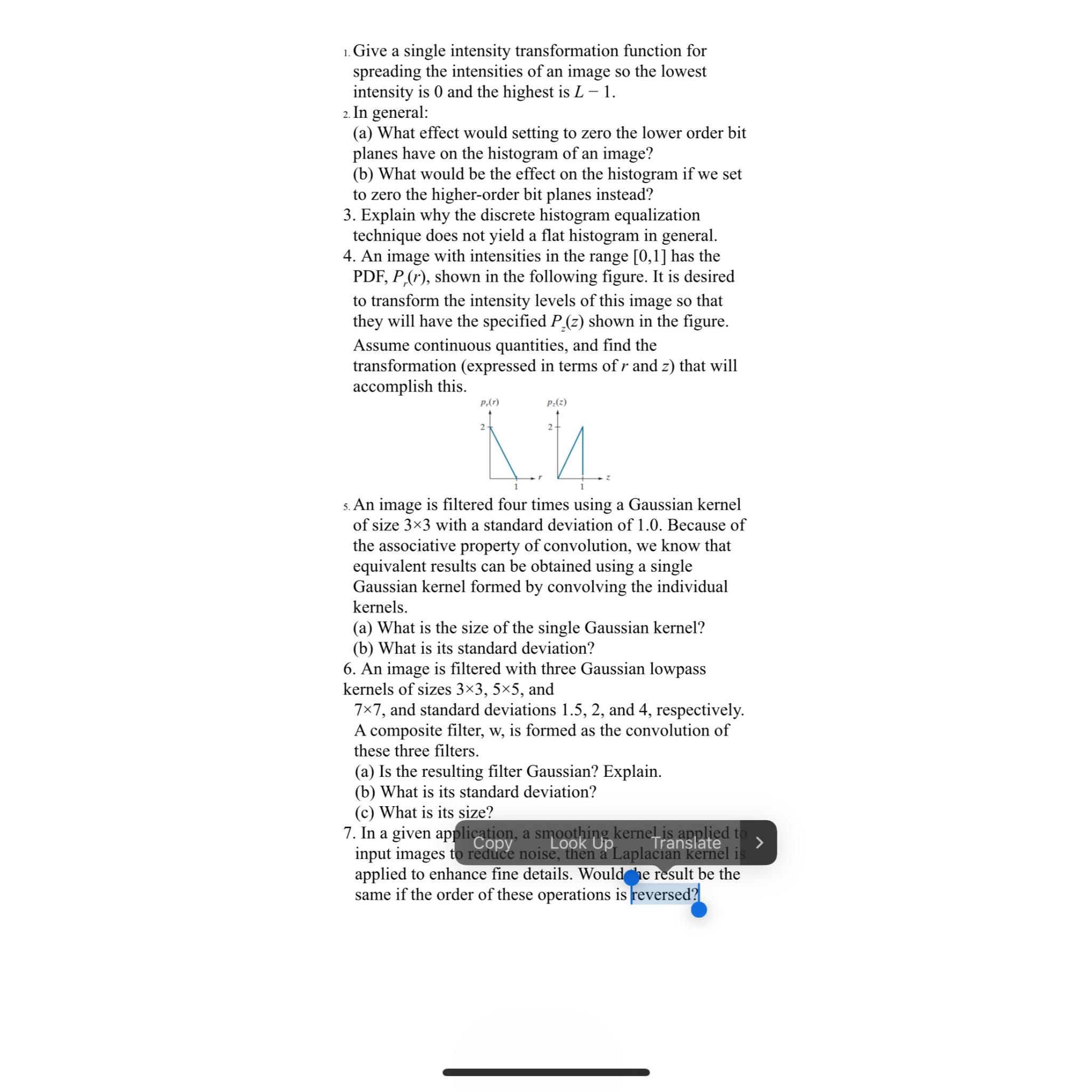 Solved Give a single intensity transformation function for | Chegg.com