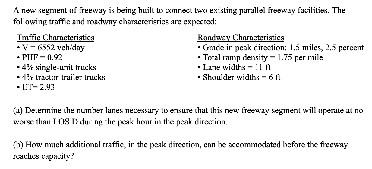 Solved A new segment of freeway is being built to connect | Chegg.com