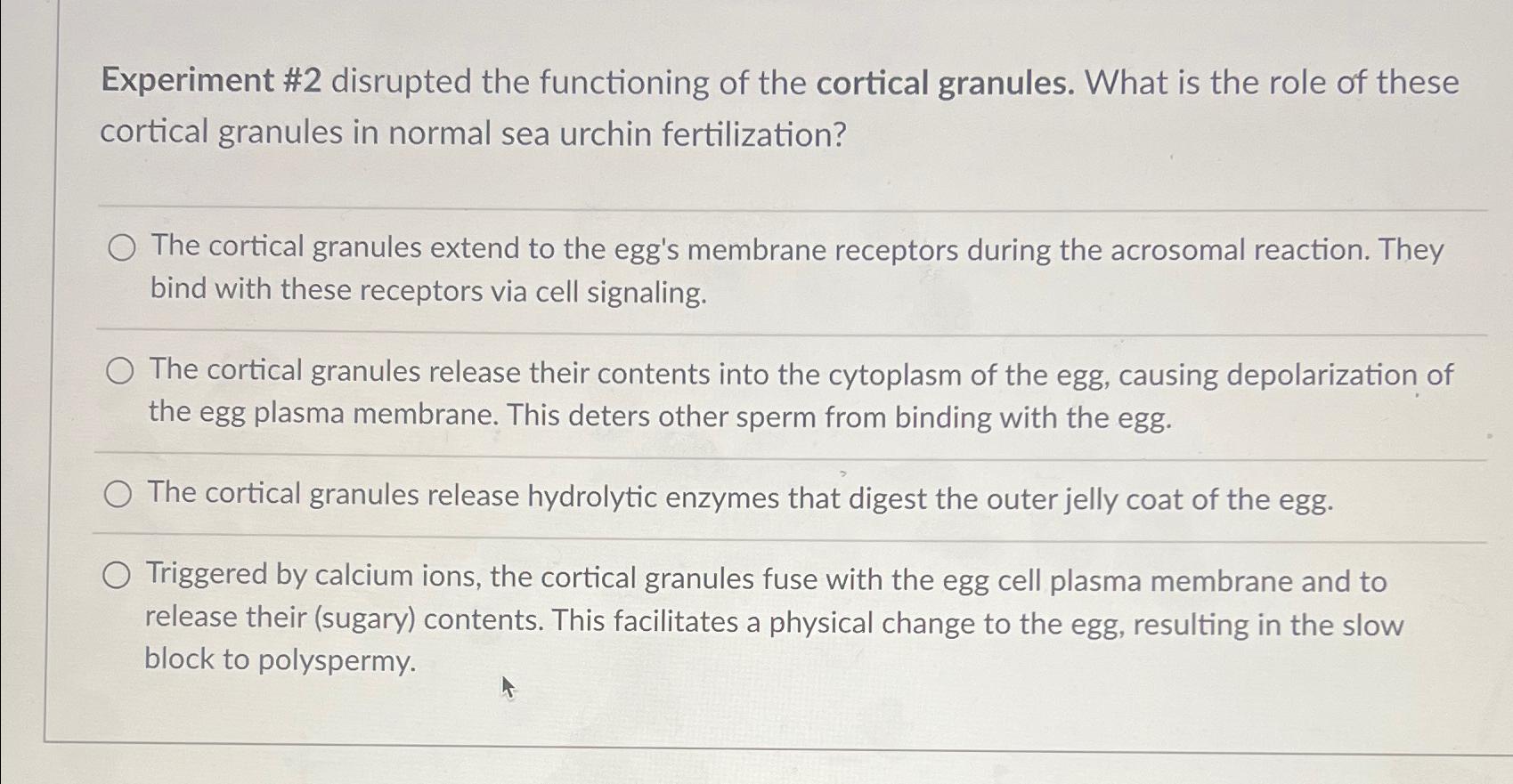 Solved Experiment #2 ﻿disrupted the functioning of the | Chegg.com