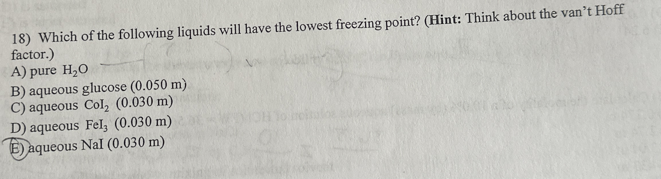 Solved Which of the following liquids will have the lowest | Chegg.com