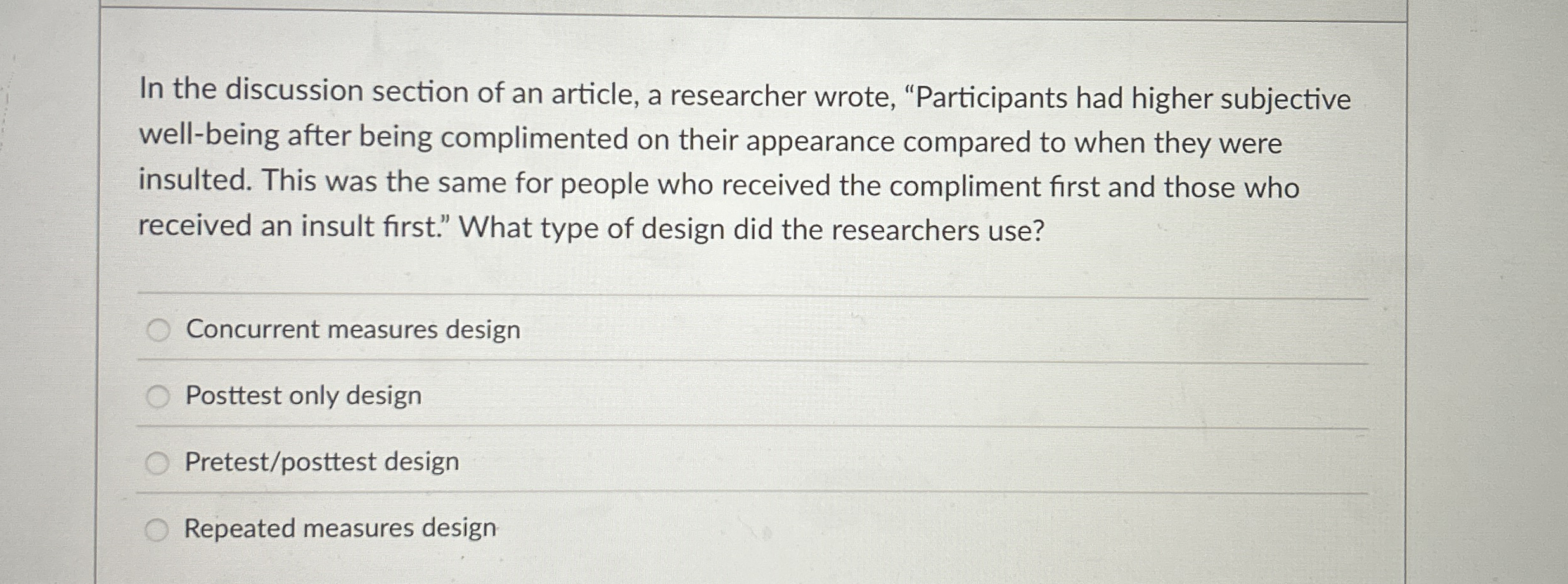 Solved In the discussion section of an article, a researcher | Chegg.com
