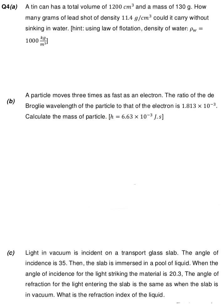 Solved Q4(a) ﻿A tin can has a total volume of 1200cm3 ﻿and a | Chegg.com