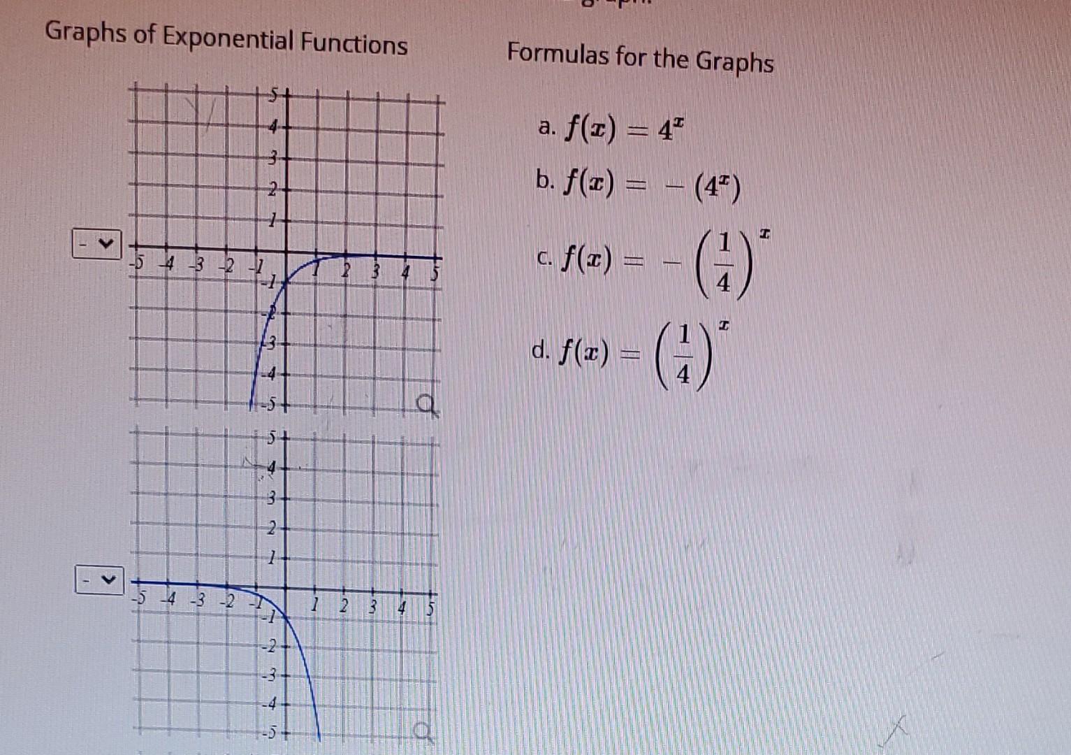 Solved Graphs of Exponential Functions Formulas for the | Chegg.com