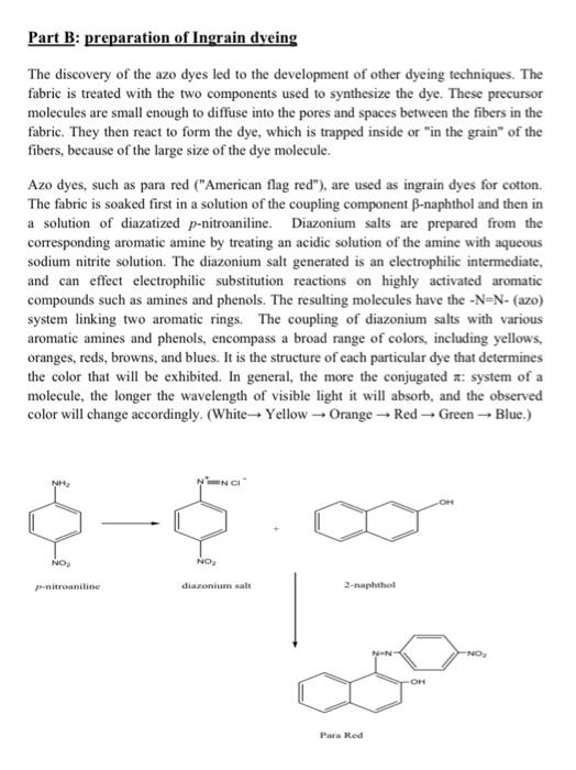 Solved Experiment 4: The Chemistry of Dyes Principles of | Chegg.com