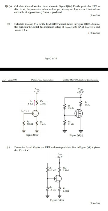 Solved 04 (a) Calculate Vos and Vcs for circuit shown in | Chegg.com