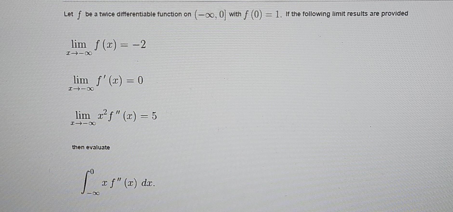Solved Let F Be A Twice Differentiable Function On −∞ 0]
