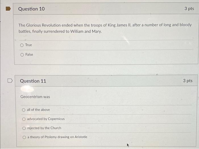 Solved Question 10 3 pts The Glorious Revolution ended when | Chegg.com
