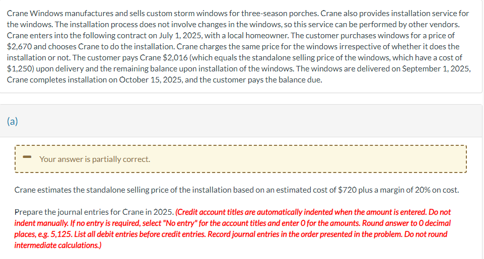 Solved Crane Windows manufactures and sells custom storm | Chegg.com