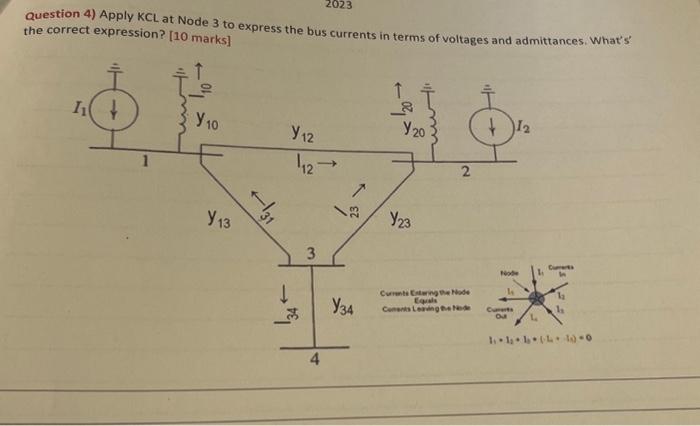 Solved Question 4) Apply KCL at Node 3 to express the bus | Chegg.com