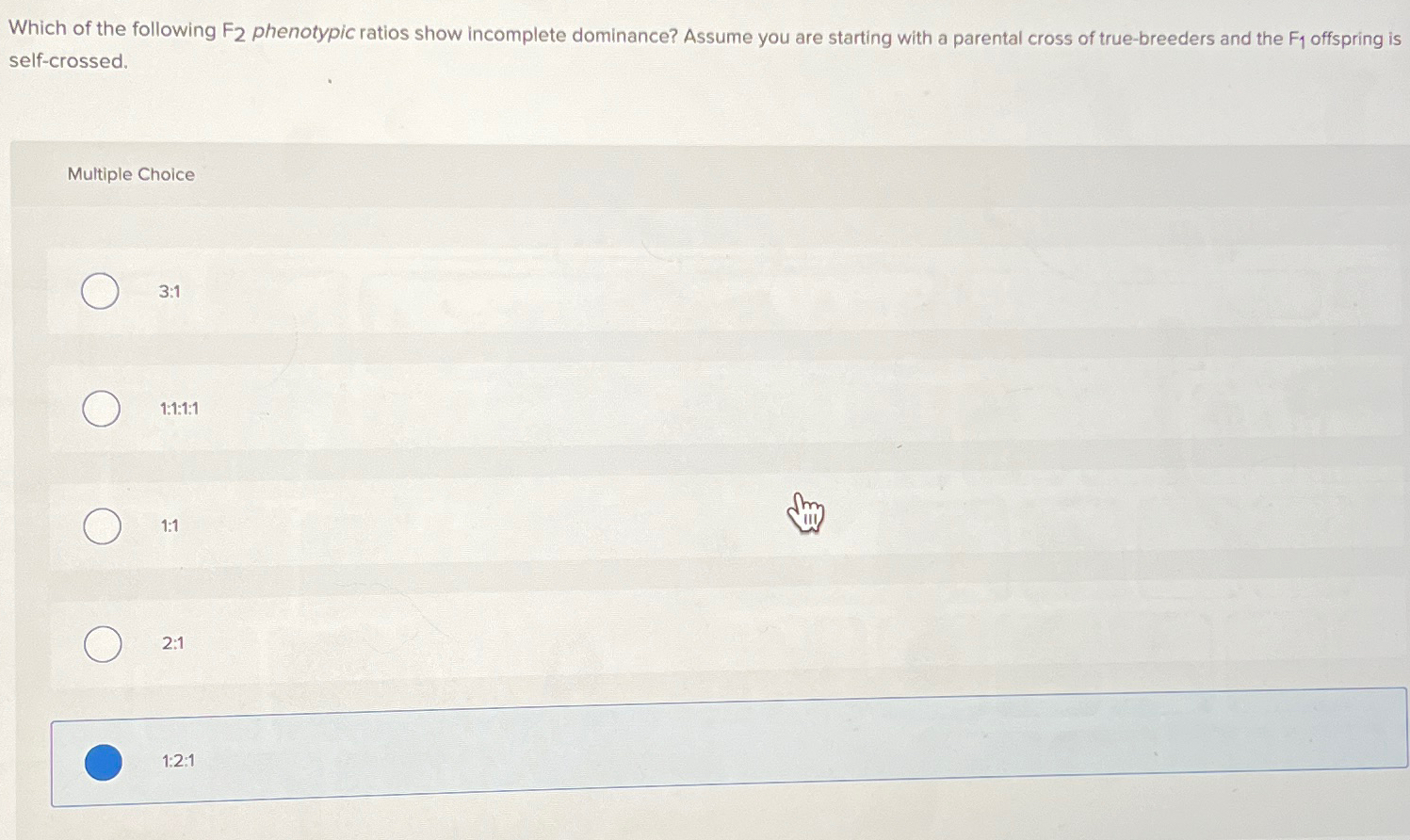 Solved Which of the following F2 ﻿phenotypic ratios show | Chegg.com