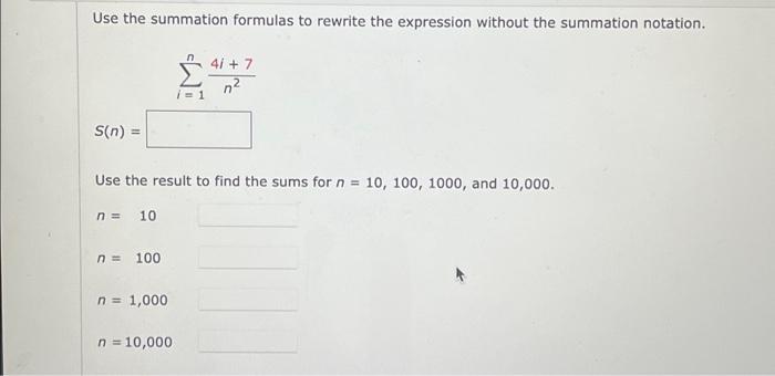 Solved Use The Summation Formulas To Rewrite The Expression