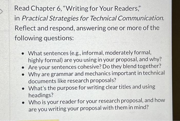 Read Chapter 6, "Writing for Your Readers," in | Chegg.com
