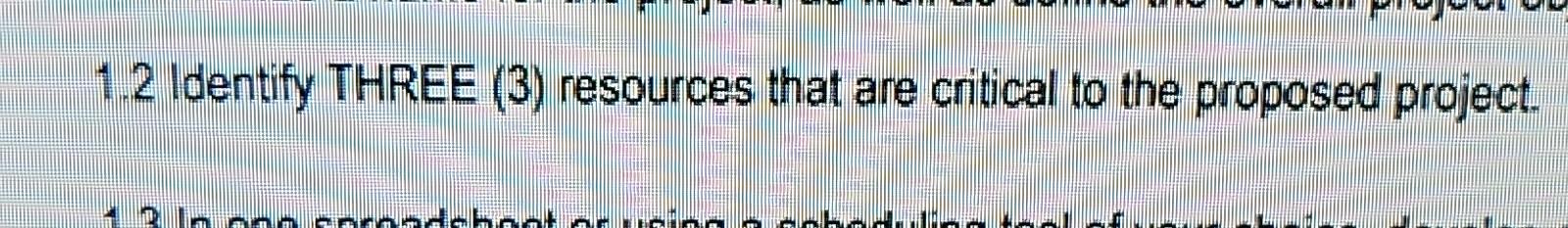Solved 1.2 Identify THREE (3) resources that are critical to | Chegg.com