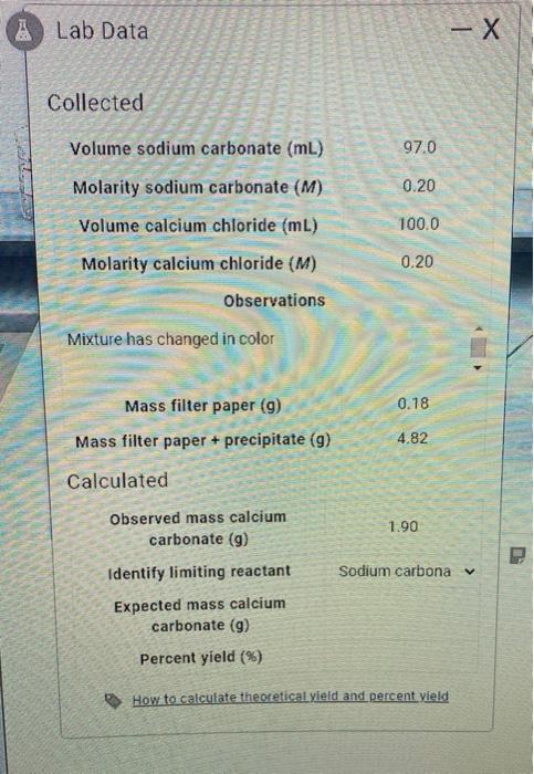 Solved Lab Data Collected Volume sodium carbonate (mL) | Chegg.com