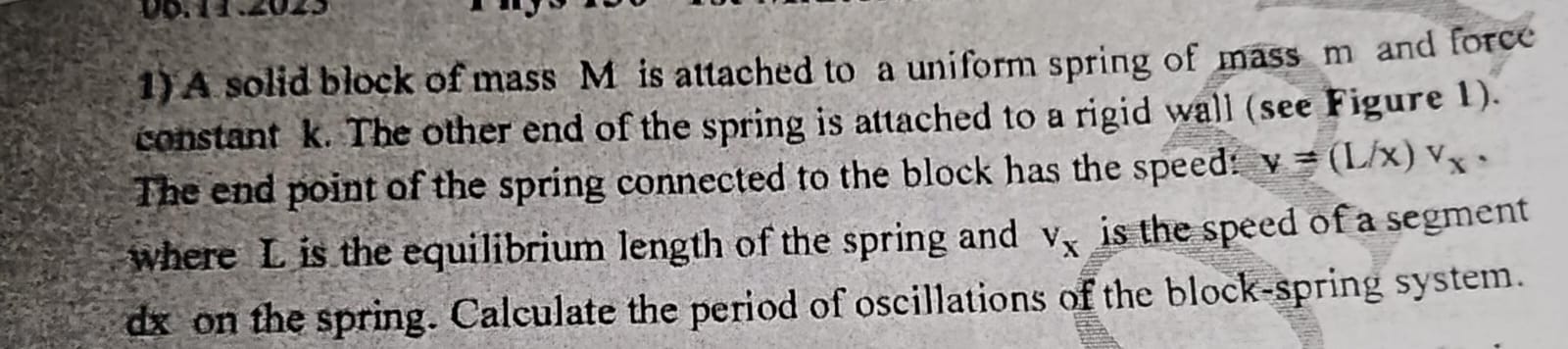 A solid block of mass M ﻿is attached to a uniform | Chegg.com