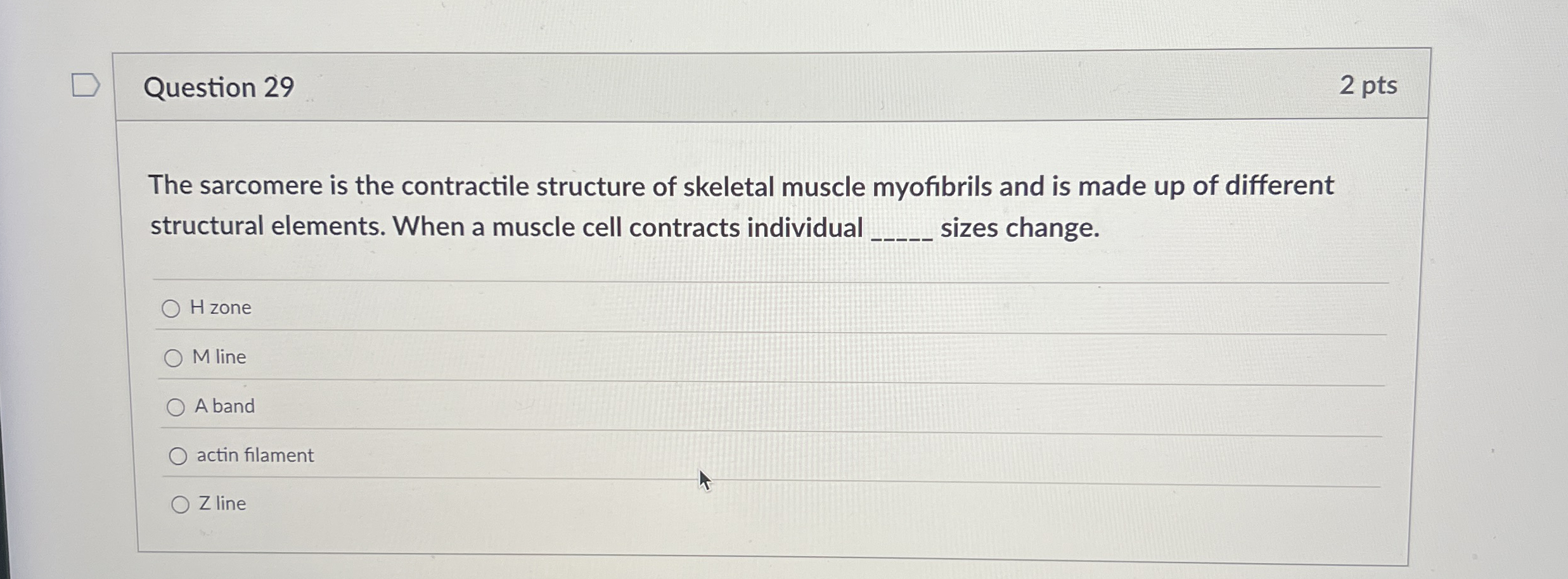 Solved Question 292 ﻿ptsThe sarcomere is the contractile | Chegg.com