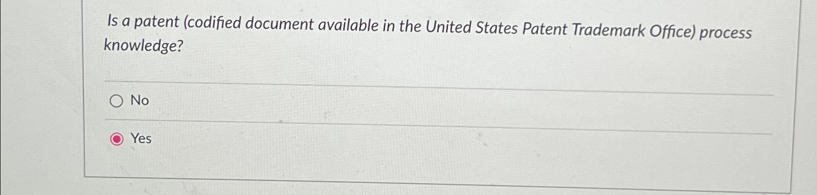 Solved Is a patent (codified document available in the | Chegg.com