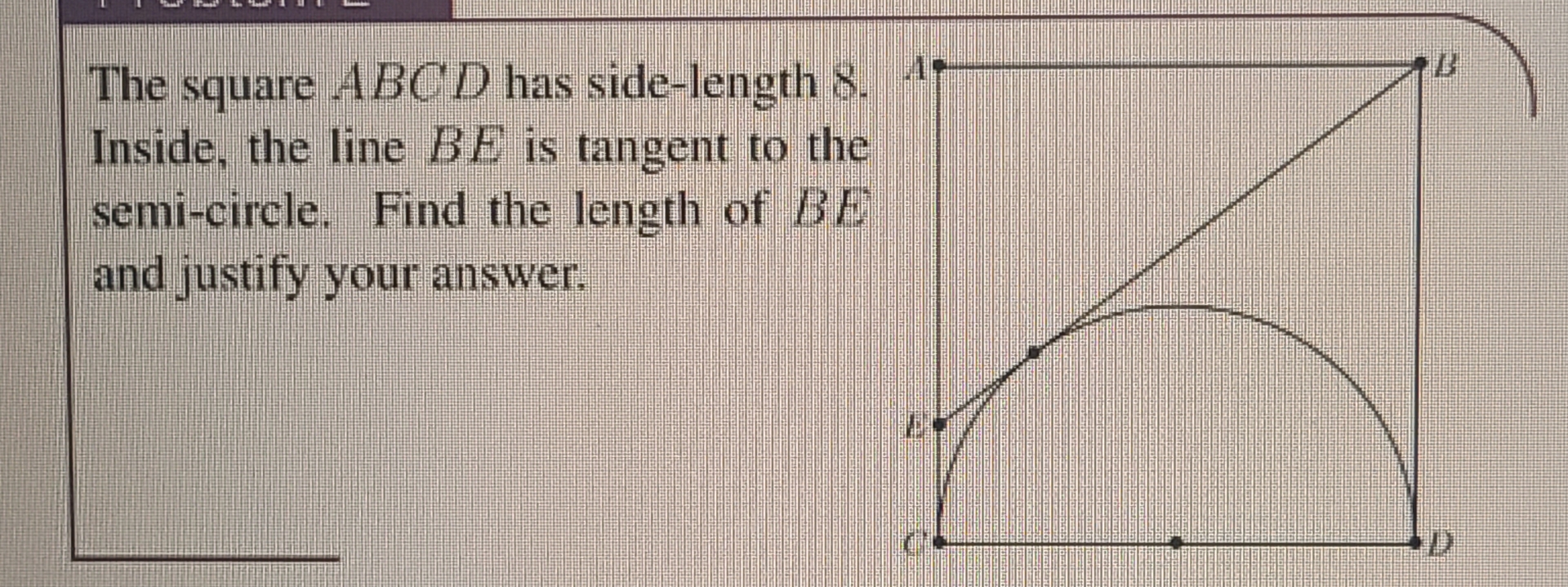 Solved The square ABCD has side-length 8 . ﻿Inside, the line | Chegg.com