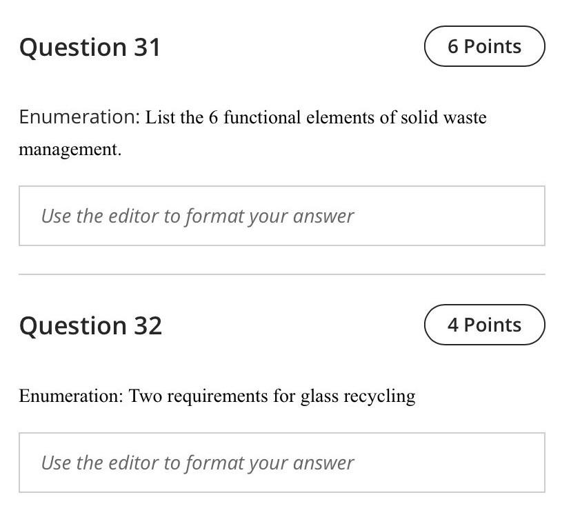 Solved Question 31 6 Points Enumeration: List the 6 | Chegg.com