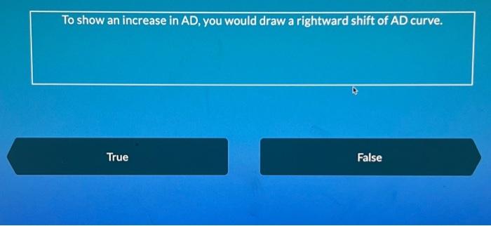 Solved To show an increase in AD, you would draw a rightward | Chegg.com