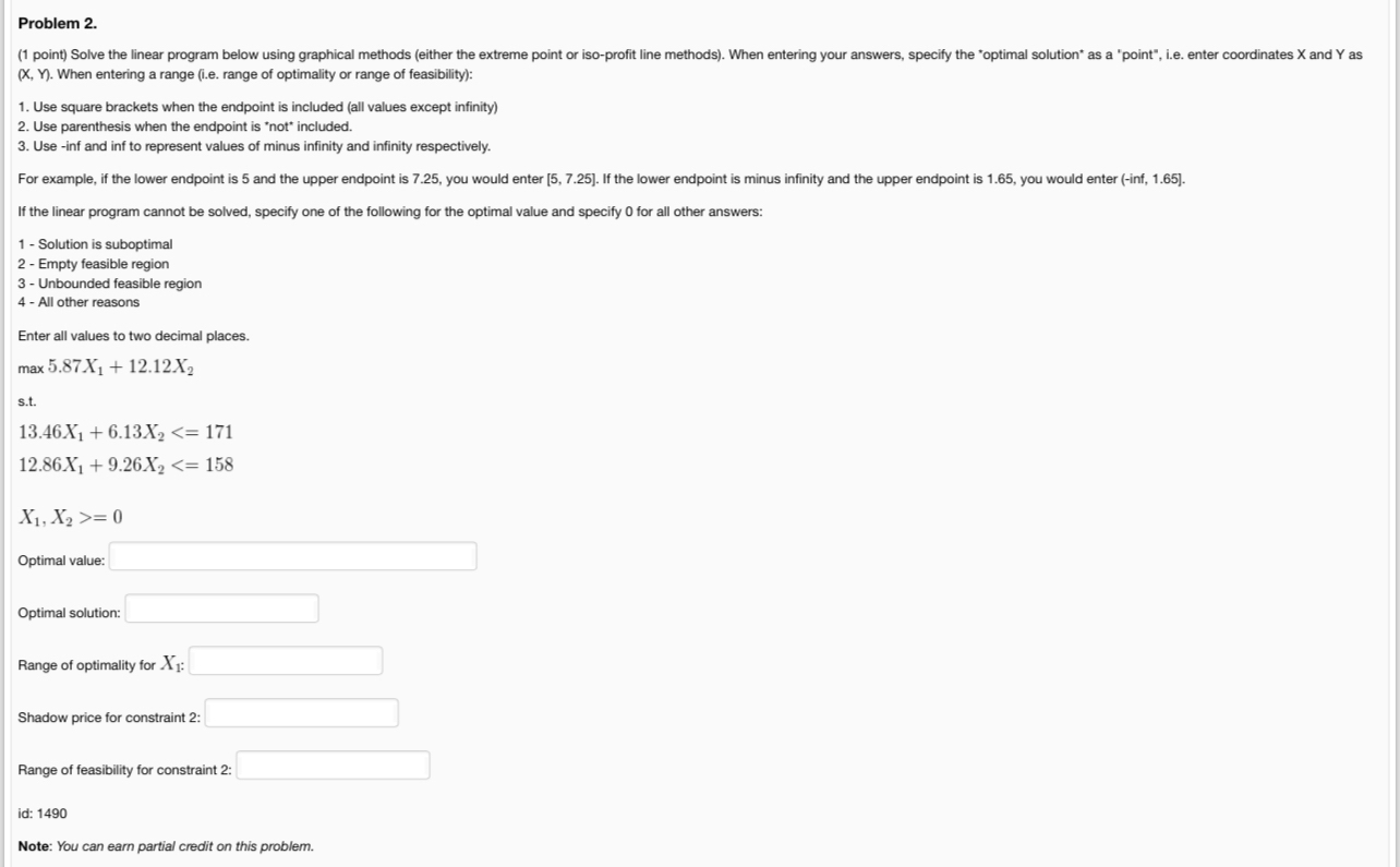 Solved Problem 2.(1 ﻿point) ﻿Solve the linear program below | Chegg.com