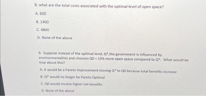 Solved Consider an open space allocation in a city, for | Chegg.com