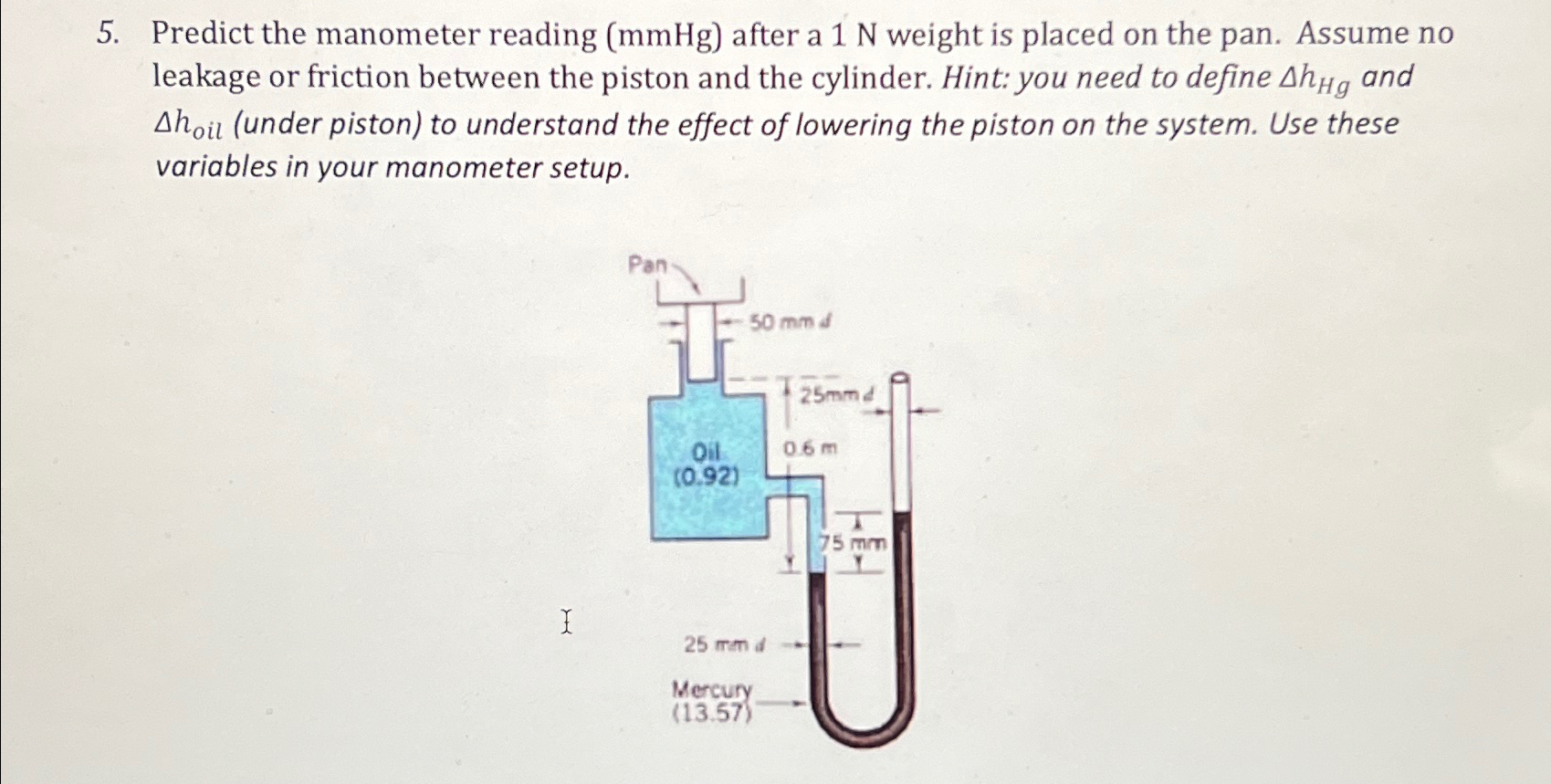Solved Predict the manometer reading ( mmHg after a 1N | Chegg.com