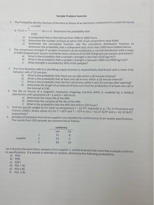 Solved 1. The Probability density function of the time to | Chegg.com