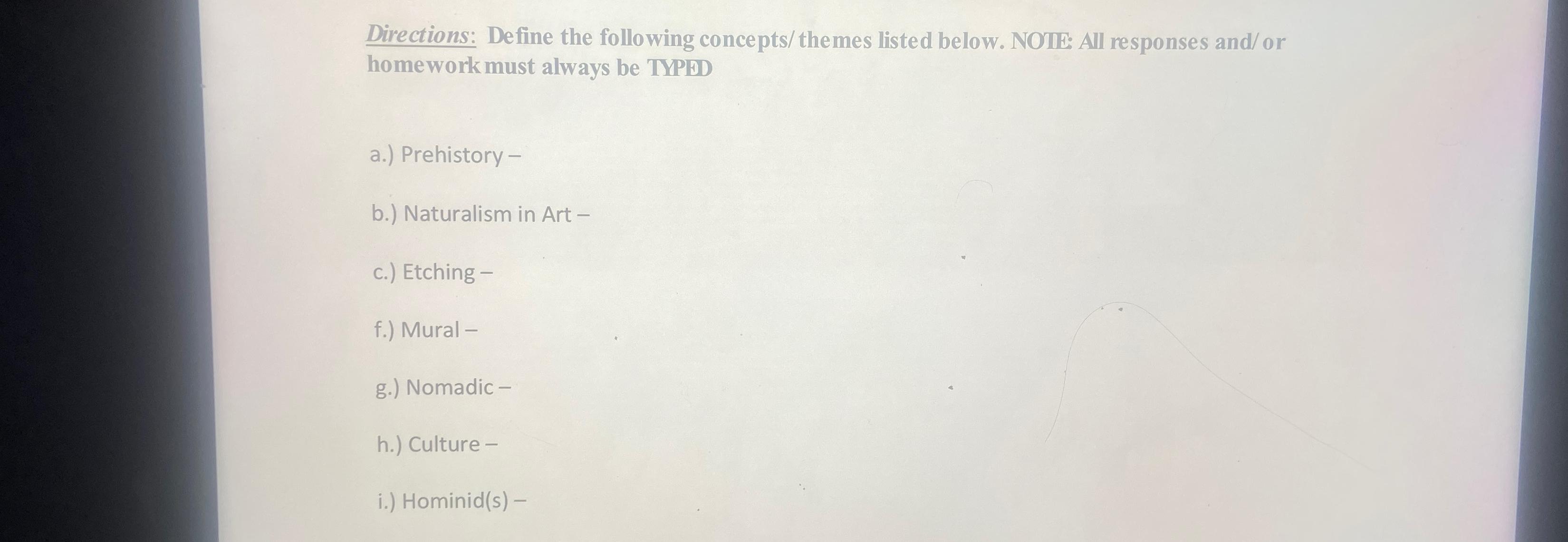 Solved Directions: Define the following concepts/themes | Chegg.com