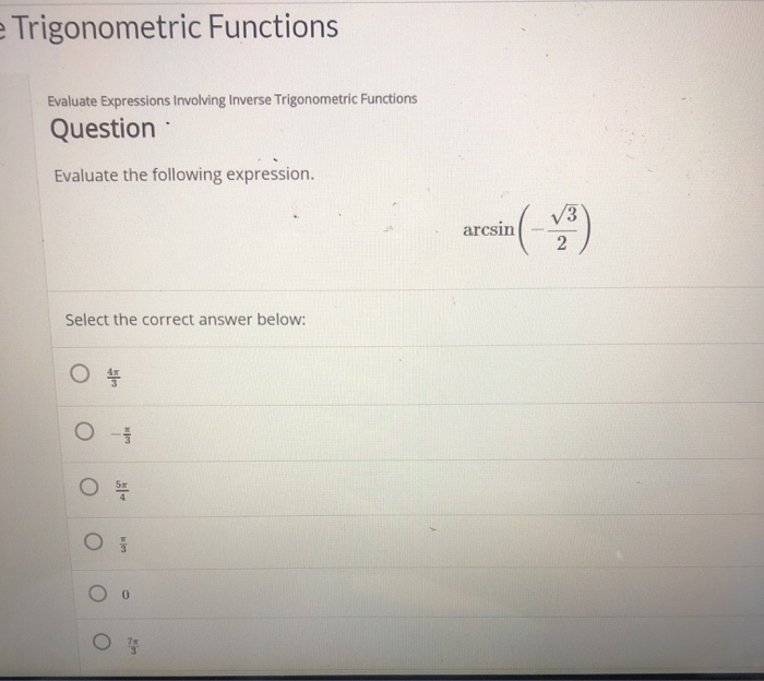 Solved e Trigonometric Functions Evaluate Expressions | Chegg.com