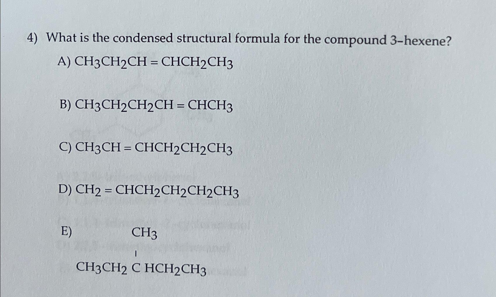 Solved What is the condensed structural formula for the | Chegg.com
