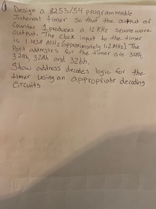 Solved O Design a 8253/54 programmable. Interval timer so | Chegg.com
