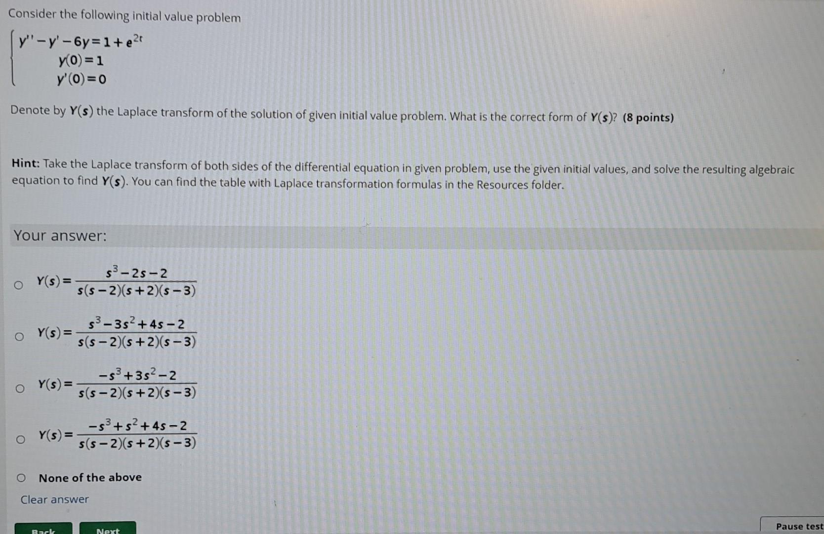 Solved Consider the following initial value problem y - y - | Chegg.com