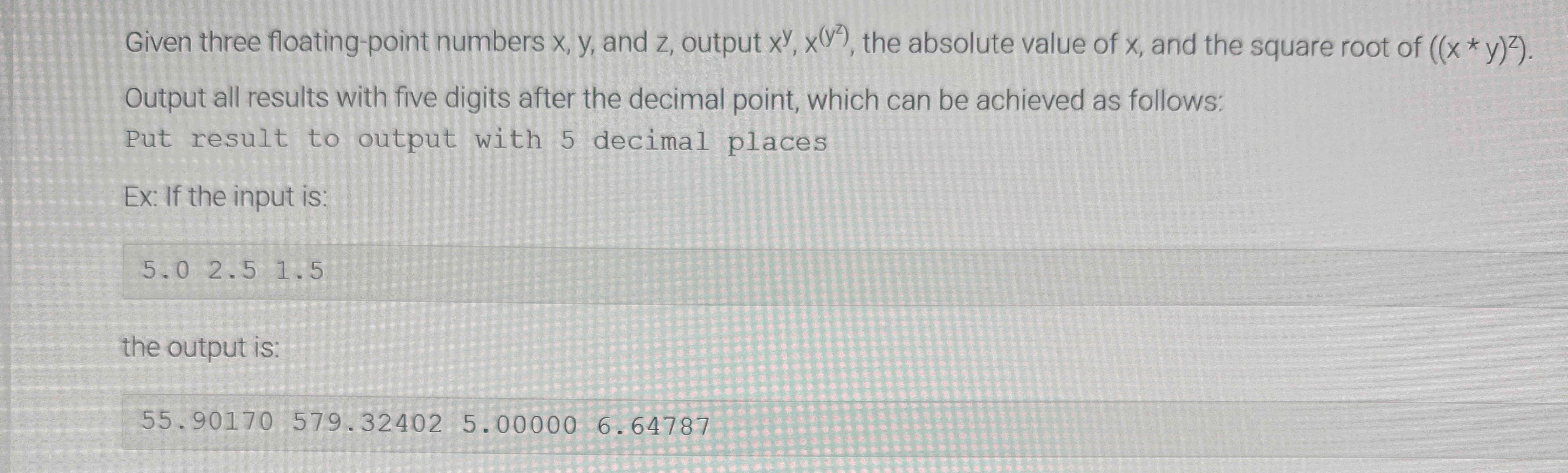 Given three floating-point numbers x,y, ﻿and z, | Chegg.com