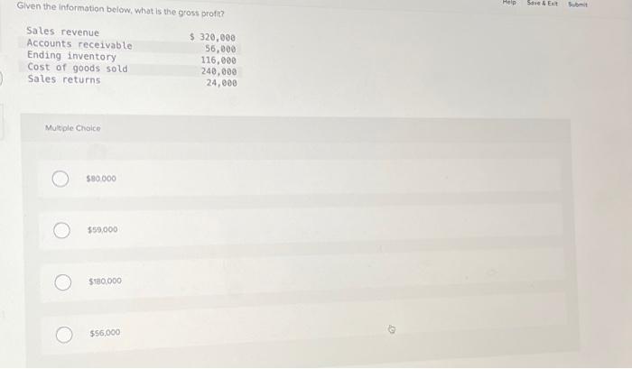 Solved Given the information below, what is the gross | Chegg.com