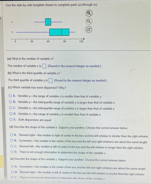 Solved Use the side-by-side boxplots shown to complete parts | Chegg.com