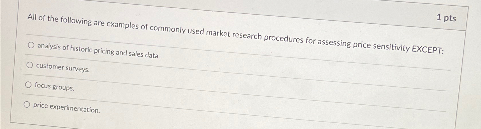 Solved 1 ﻿ptsAll of the following are examples of commonly | Chegg.com
