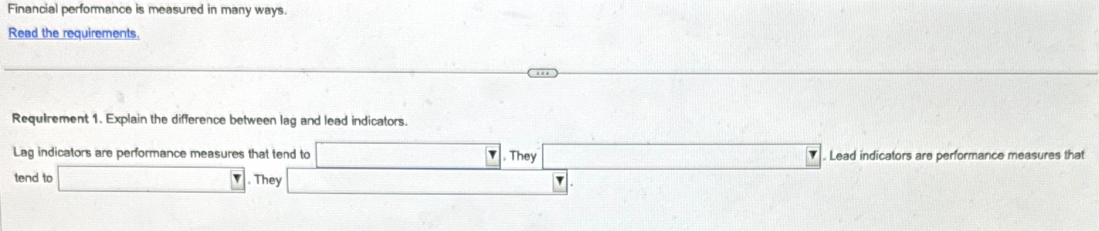 Solved Financial performance is measured in many ways.Read | Chegg.com