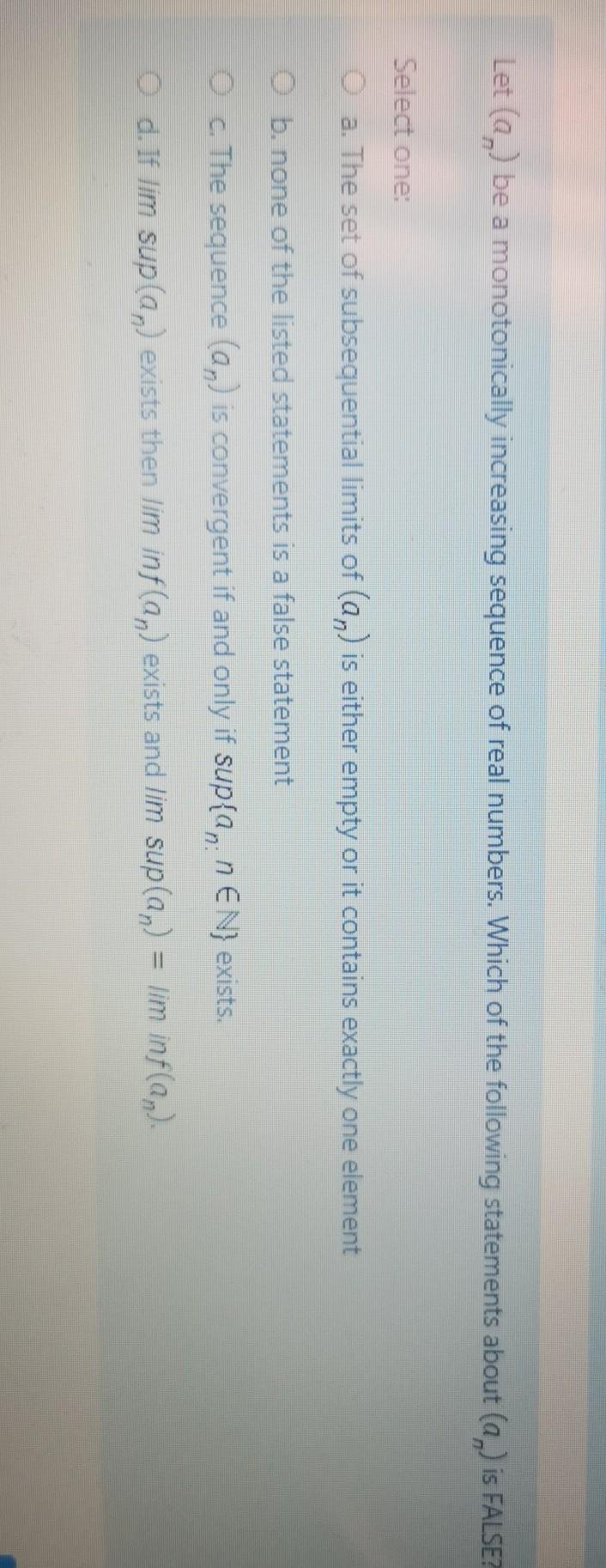 Solved Let (a.) be a monotonically increasing sequence of | Chegg.com