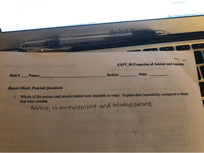 Solved Top Cheng tutors whe MacBook Air Roll #_ EXPT 08 | Chegg.com