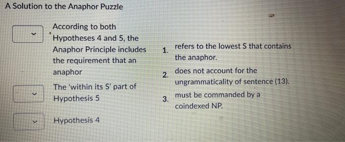 A Solution to the Anaphor Puzzle According to both | Chegg.com
