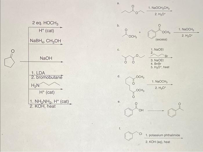 Solved 2 eq. HOCH3 H* (cat) NaBH4, CH3OH NaOH 1. LDA 2. | Chegg.com