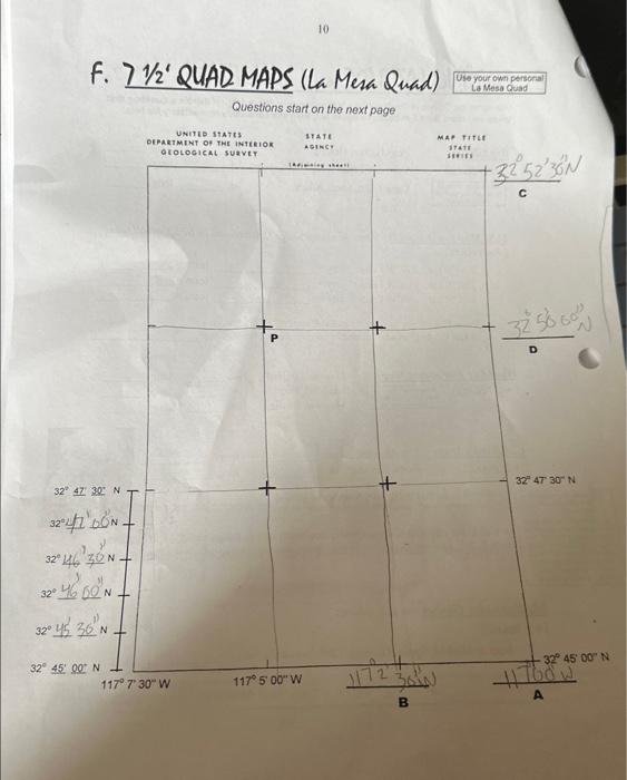 f. 71/2′ QUAD MAPS (La Mesa Quad) Questions start on | Chegg.com