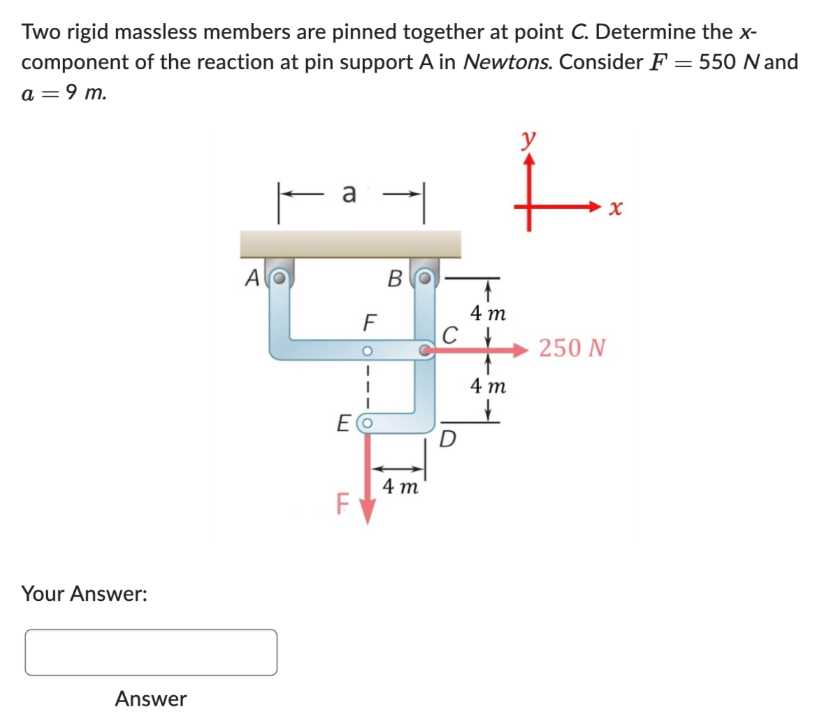 Solved Two rigid massless members are pinned together at | Chegg.com