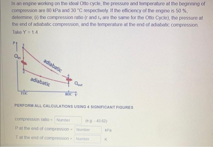 Solved In an engine working on the ideal Otto cycle, the | Chegg.com