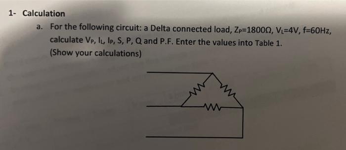 Solved Calculation a. For the following circuit: a Delta | Chegg.com