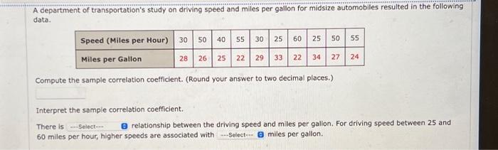 Solved A department of transportation's study on driving | Chegg.com