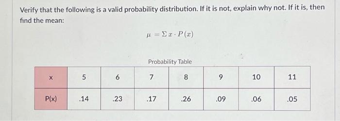 Solved Verify that the following is a valid probability | Chegg.com
