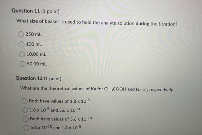 Solved What size of beaker is used to hold the analyte | Chegg.com