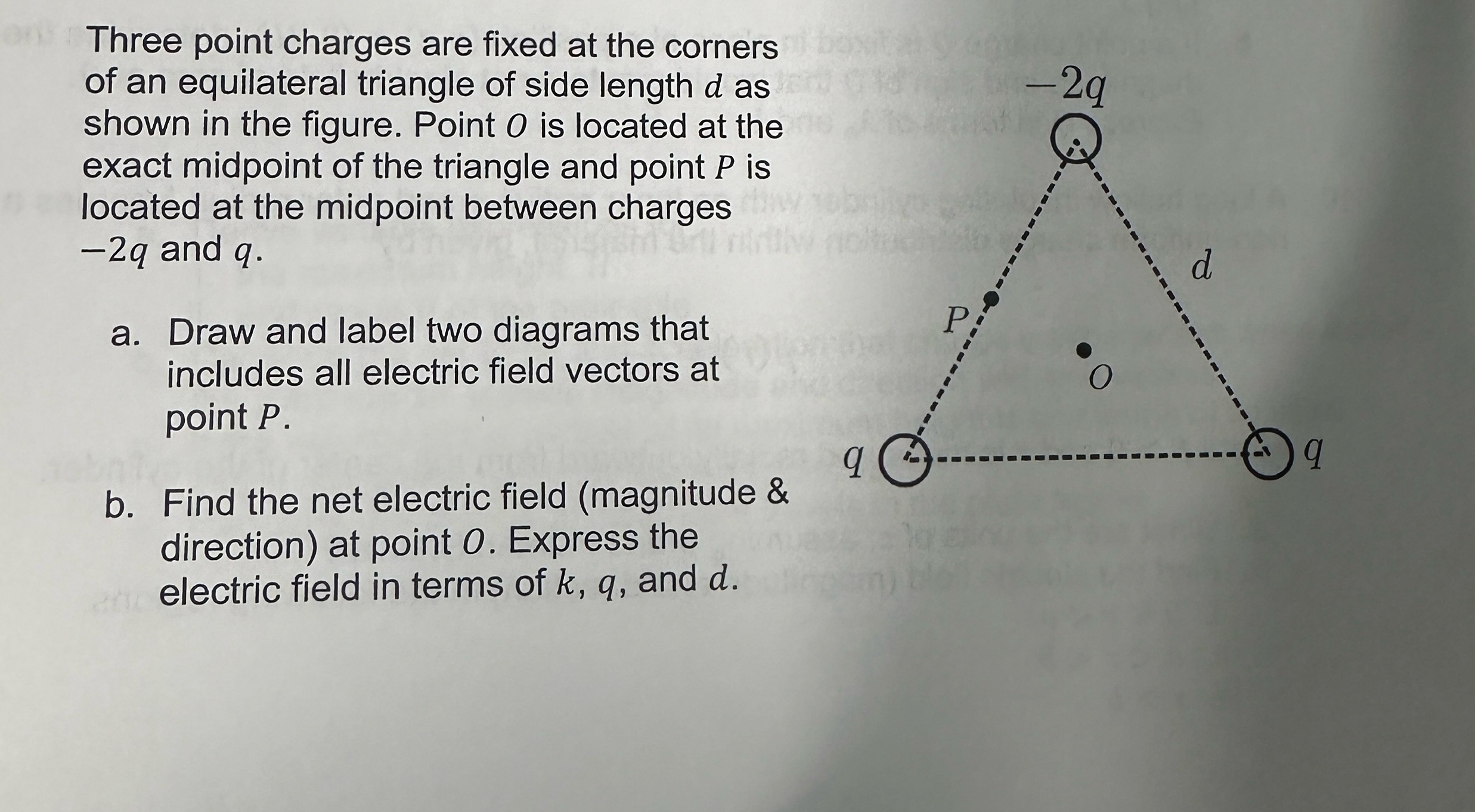 Solved Three point charges are fixed at the corners of an | Chegg.com